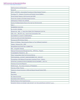 Staff Economist Job Description | PDF