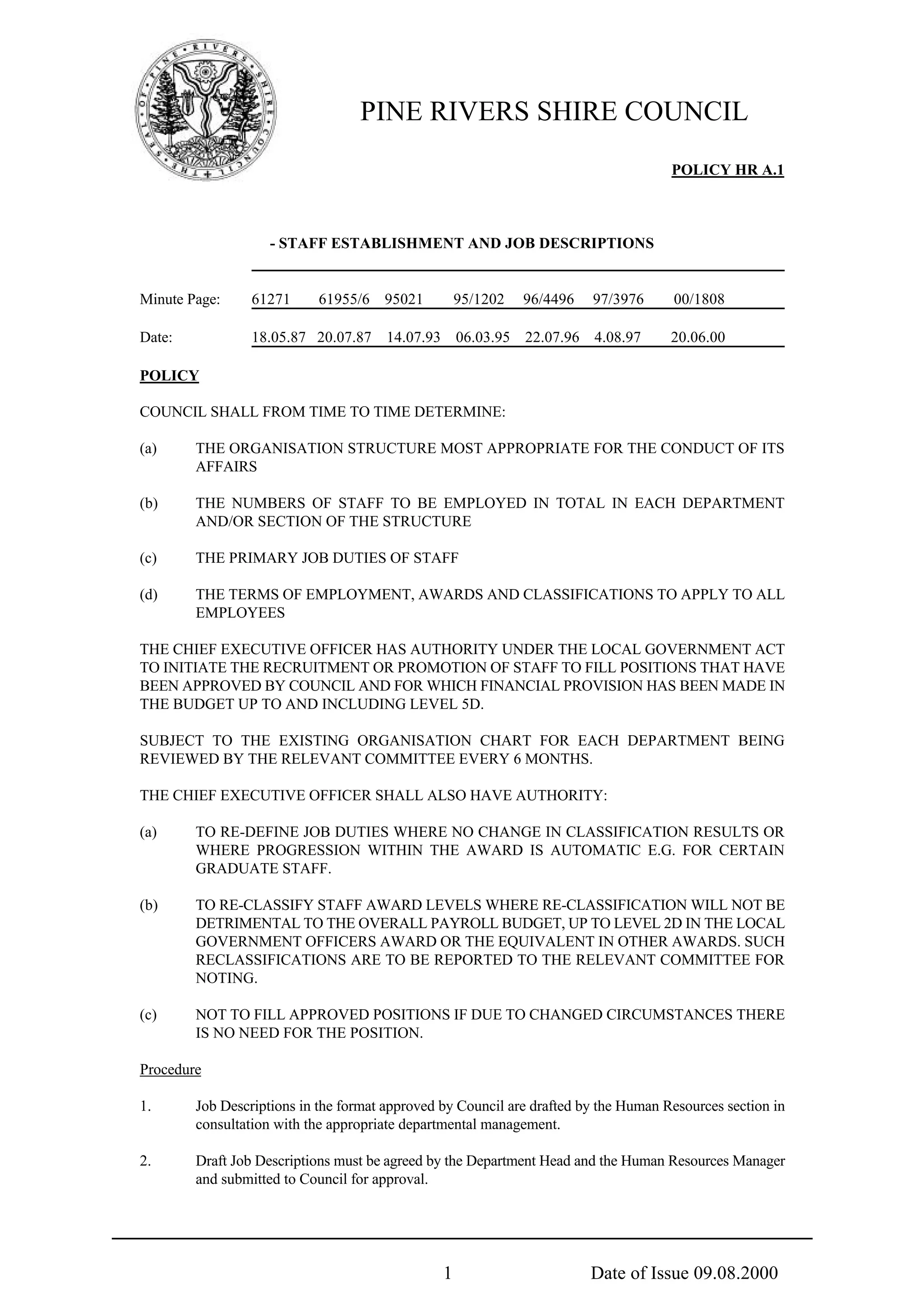 Staff establishment and job descriptions | PDF