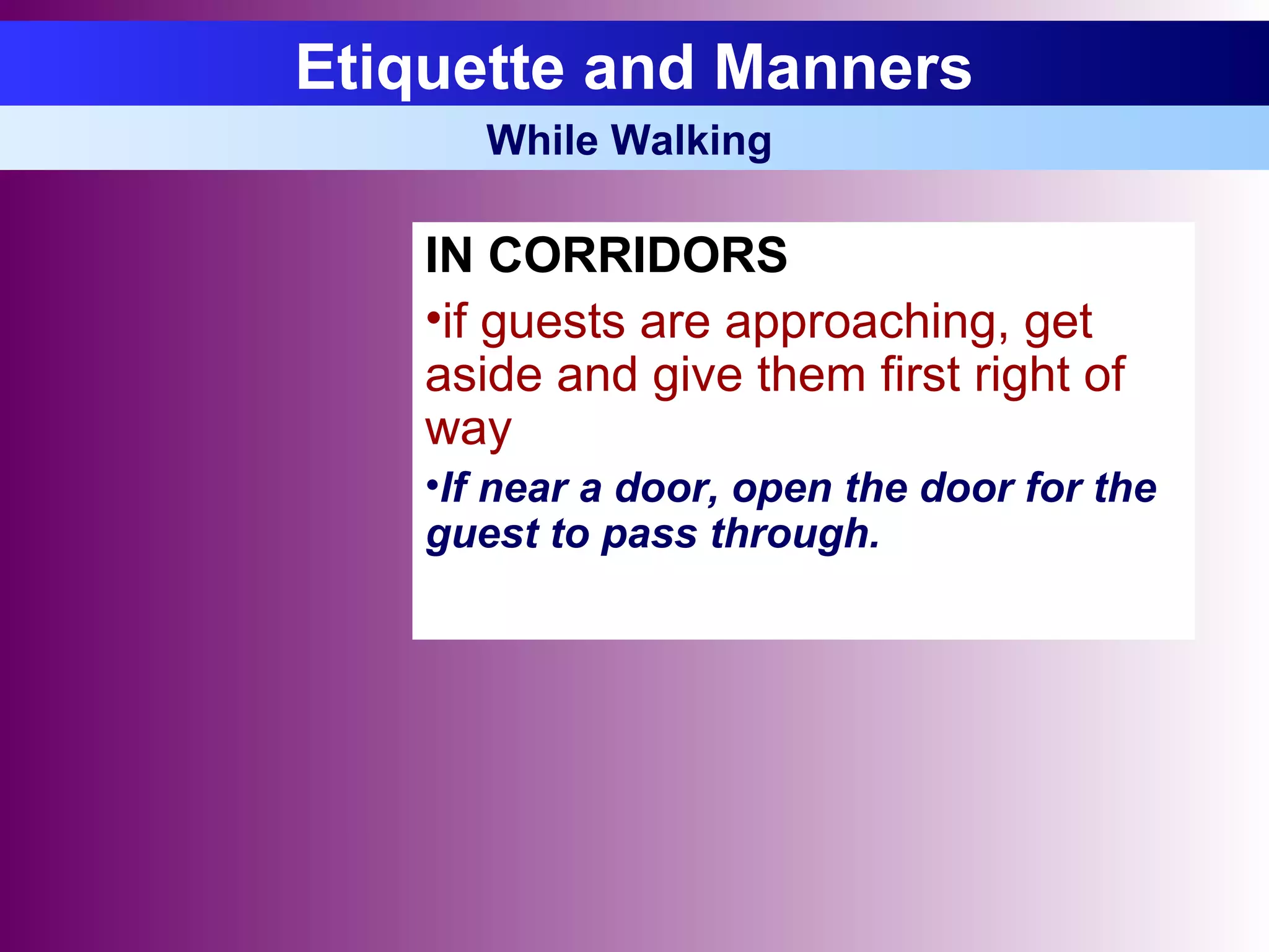Staff etiquette & manners in hospitality | PPT