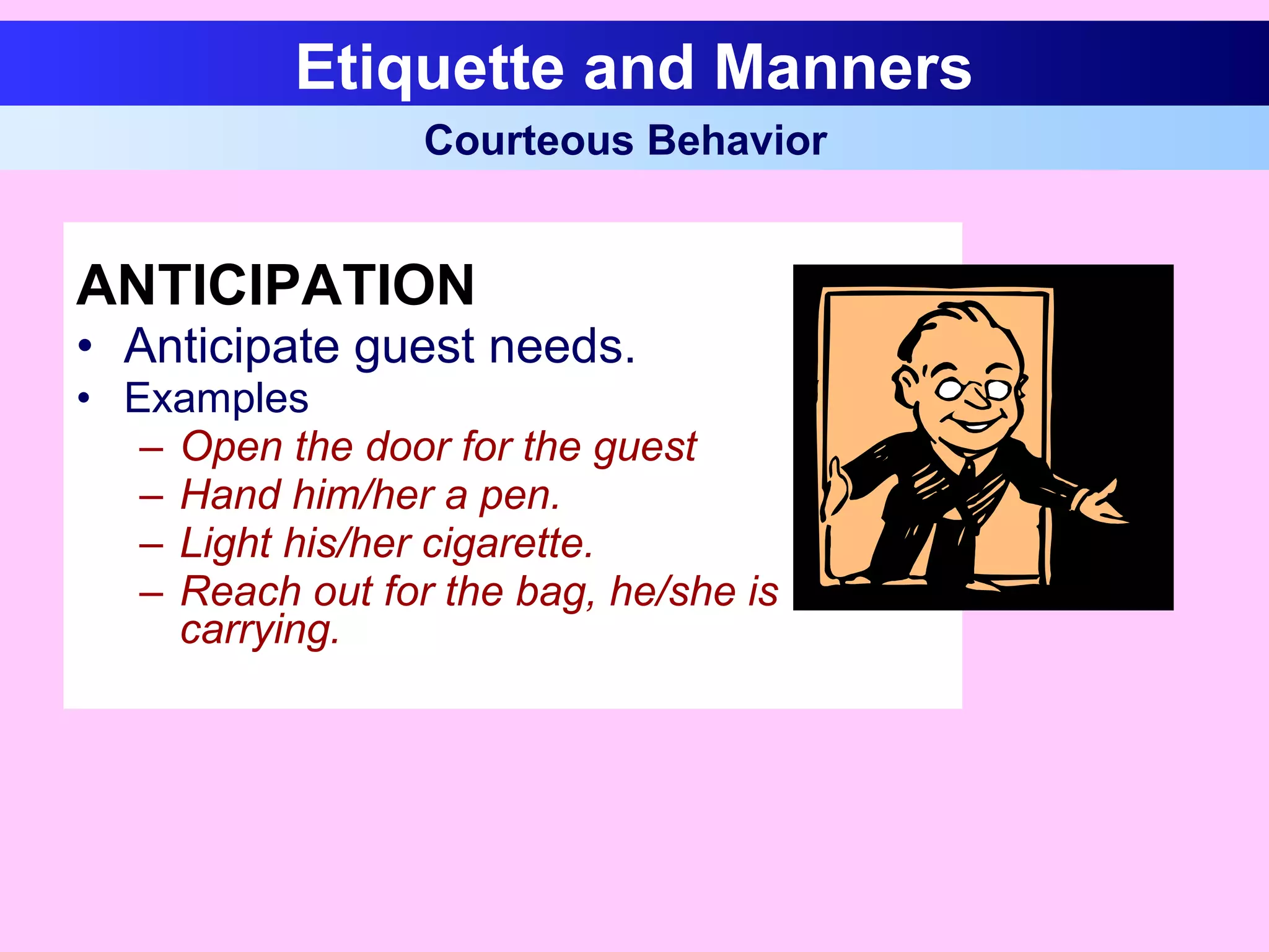 Staff etiquette & manners in hospitality | PPT