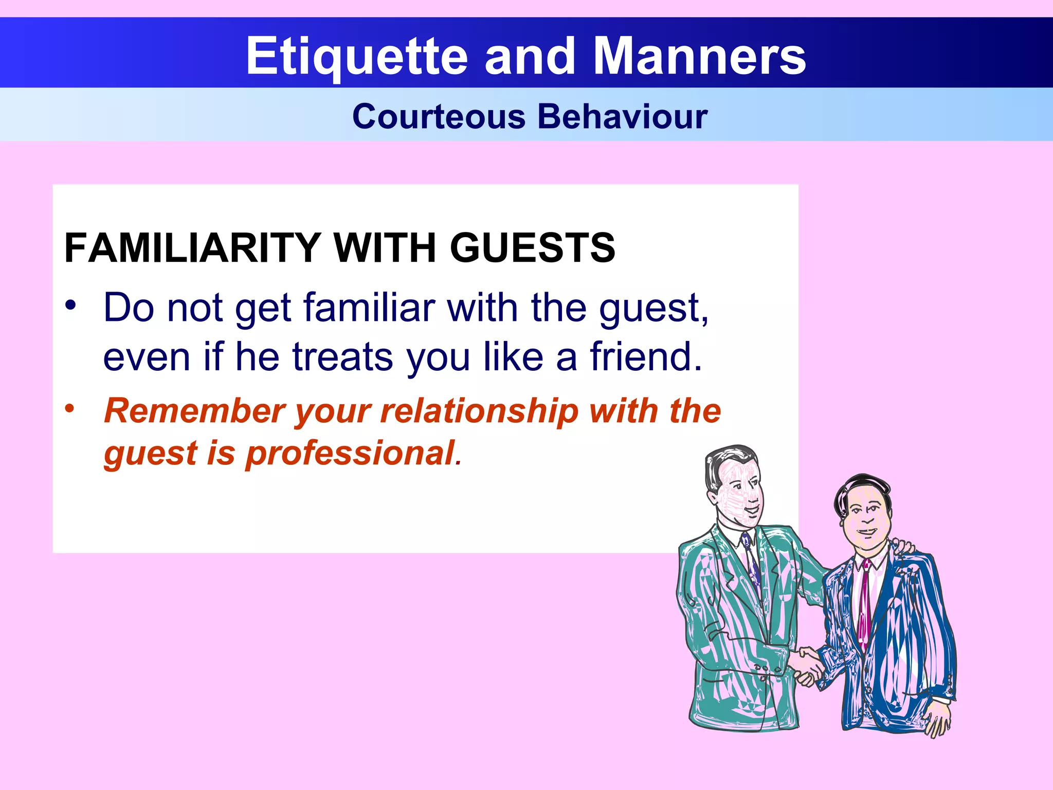 Staff etiquette & manners in hospitality | PPT