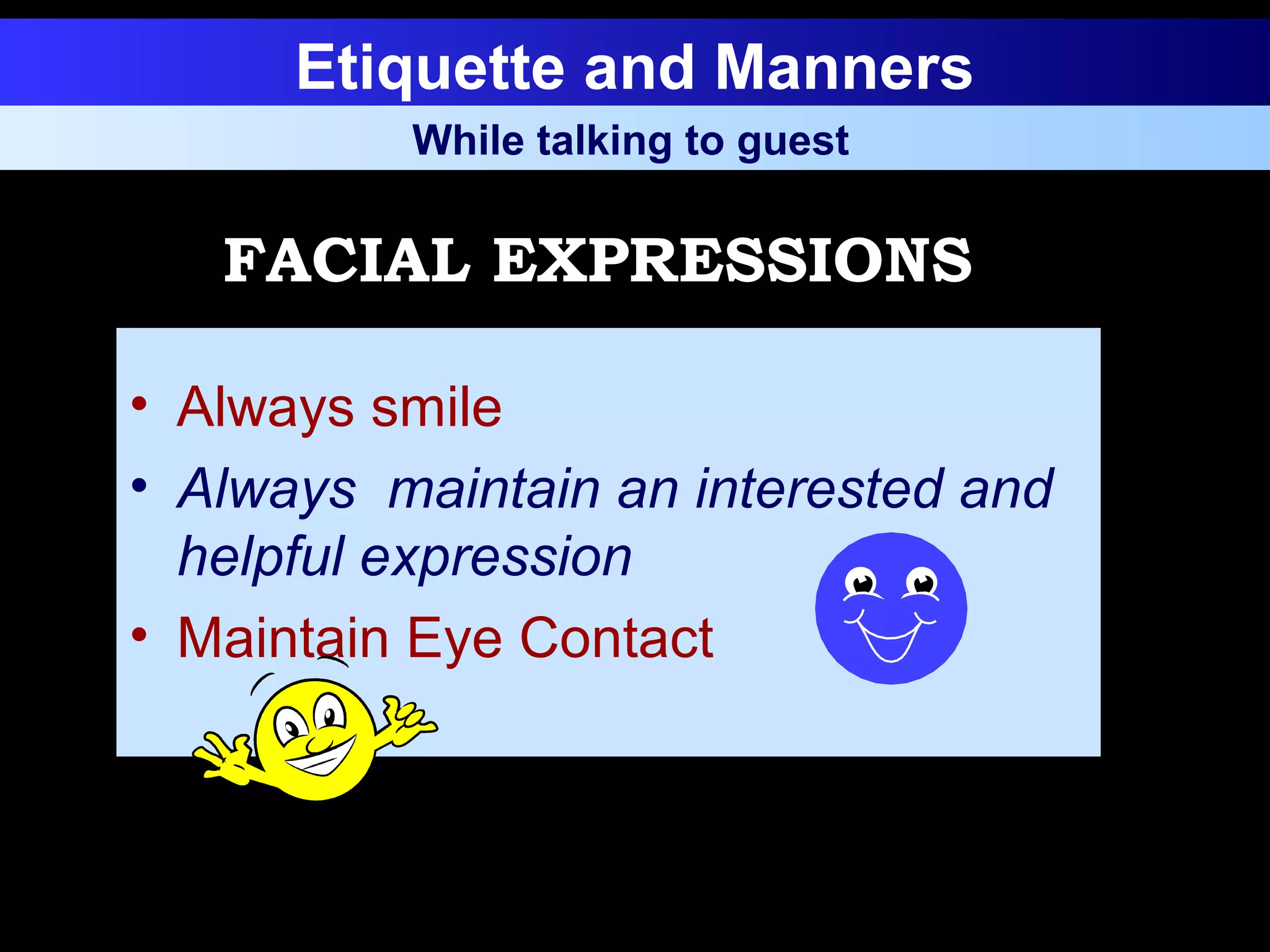 Staff etiquette & manners in hospitality | PPT