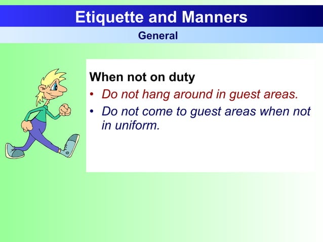 Staff etiquette & manners in hospitality | PPT | Travel Preparation and ...