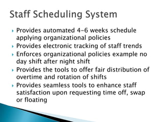 Staffing and scheduling in health care | PPTX | Healthcare Industry ...