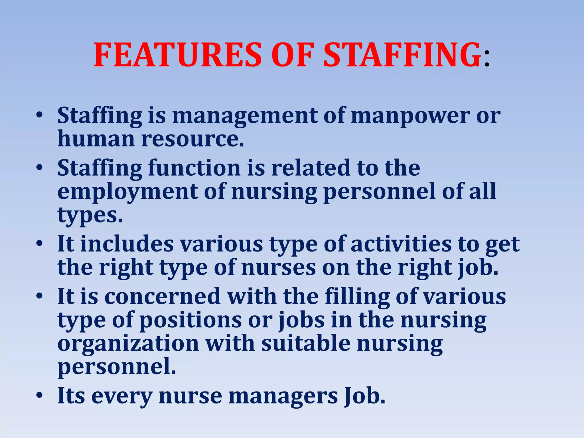 Staffing , duties and responsibilities of various categories | PPTX