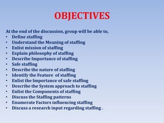 Staffing , duties and responsibilities of various categories | PPTX