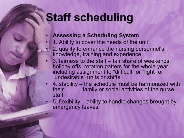 Staffing,estmn,scheduling | PPTX | Healthcare Industry | Industries