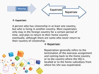 Staffing foreign subsidiaries with parent country | PPT