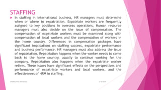 Staffing recruitment and selection of INTERNATIONAL HUMAN RESOURCES ...