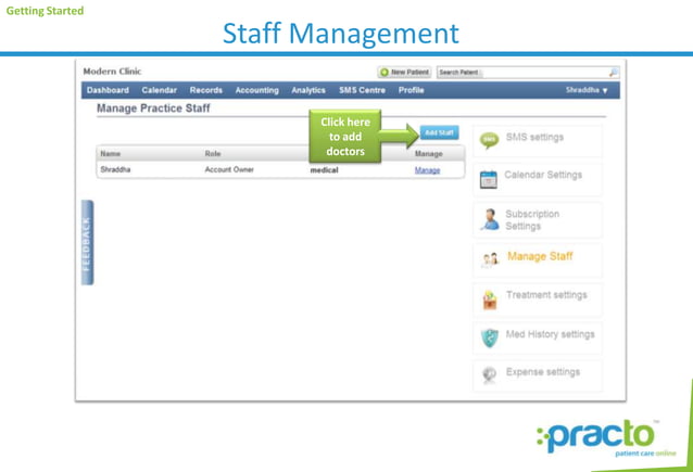 Staff management in Practo | PPTX