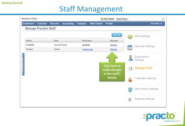 Staff management in Practo | PPTX