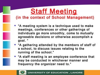 Staff meeting (School Meeting) | PPT