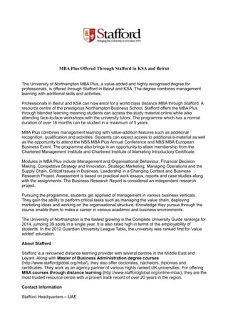 MBA Plus Offered Through Stafford in KSA and Beirut | PDF | Business ...
