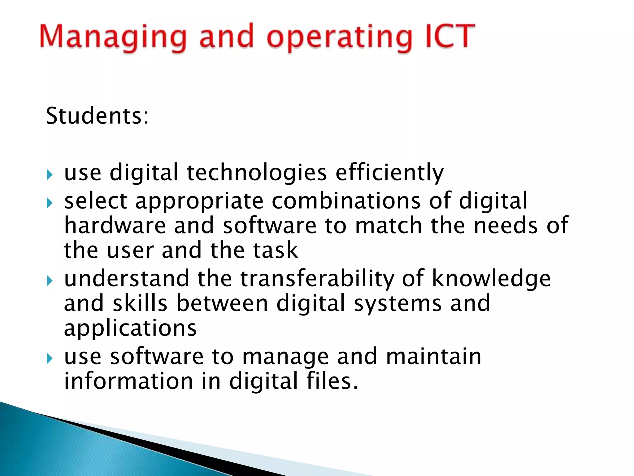 Information & Communication Technology (ICT) Capability | PPTX | Education