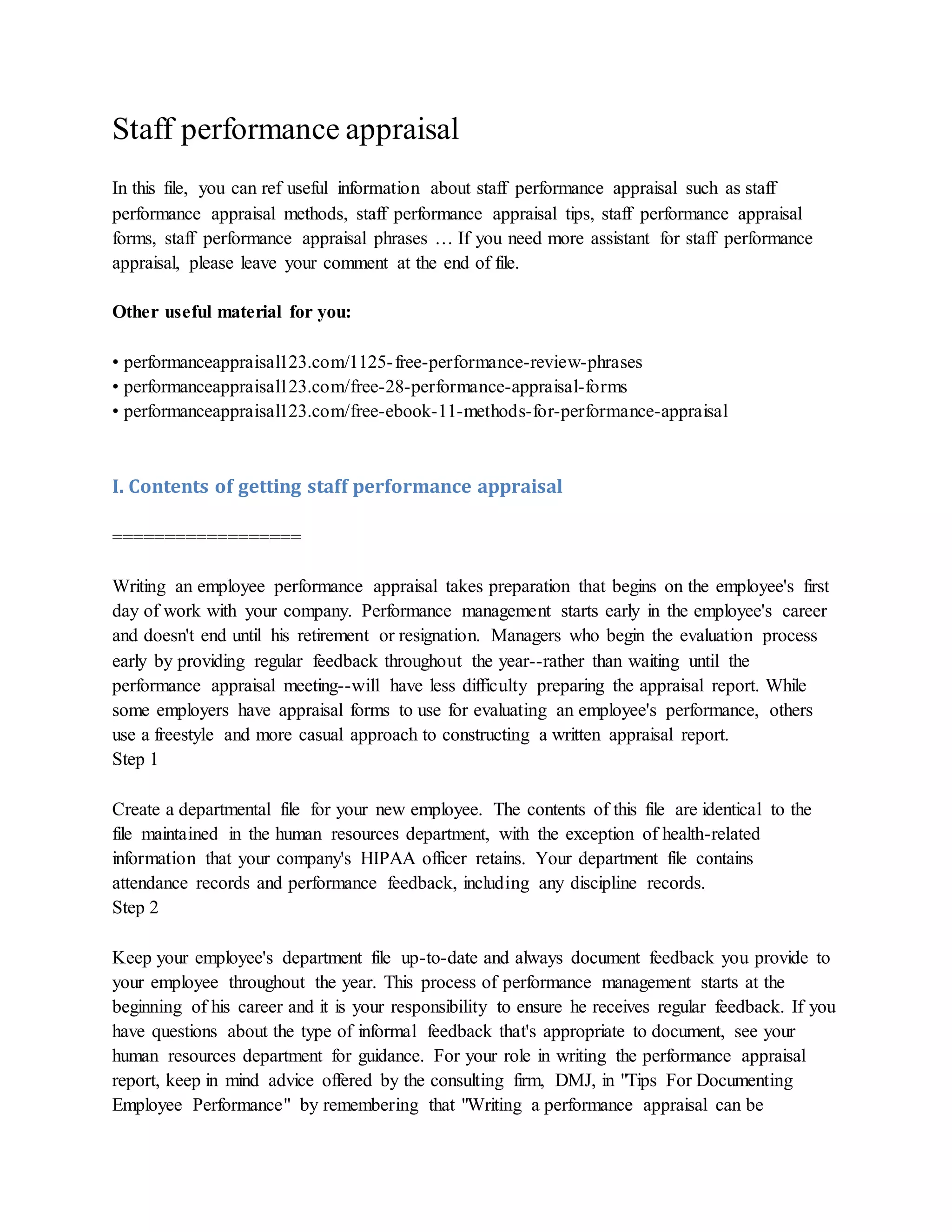 Staff performance appraisal | DOCX