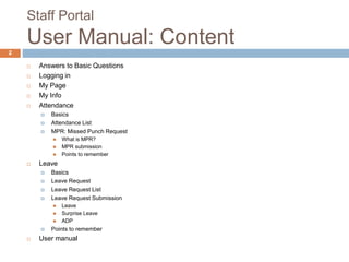 HRMS Staff Portal User Manual | PPSX