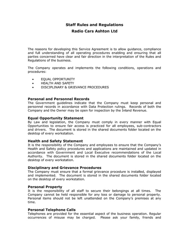 Staff rules and regulations | PDF