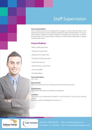 Staff Supervision Training Course | PDF