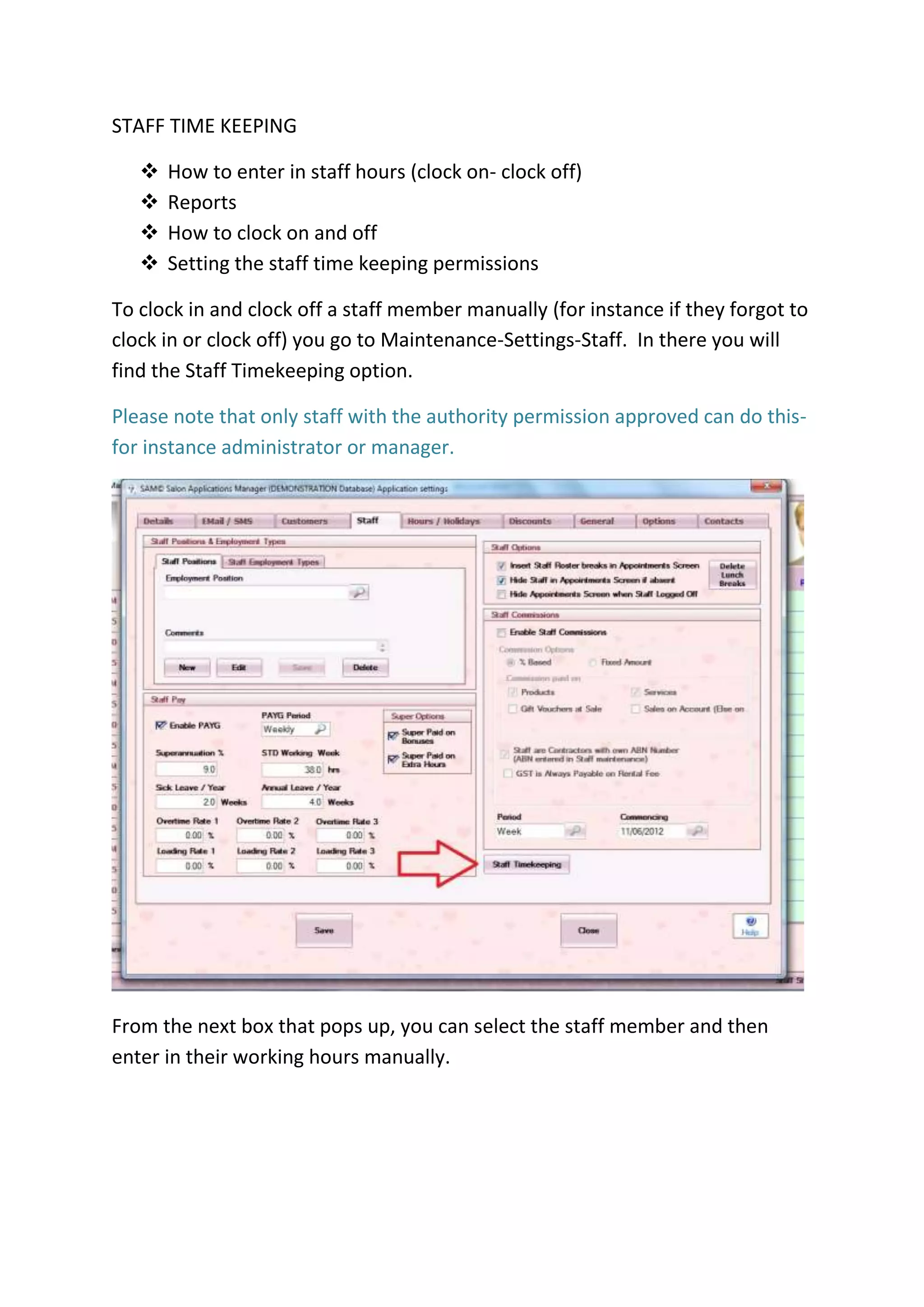 Staff time keeping | DOCX