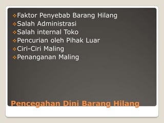 Staff training penanganan dini barang hilang | PPTX