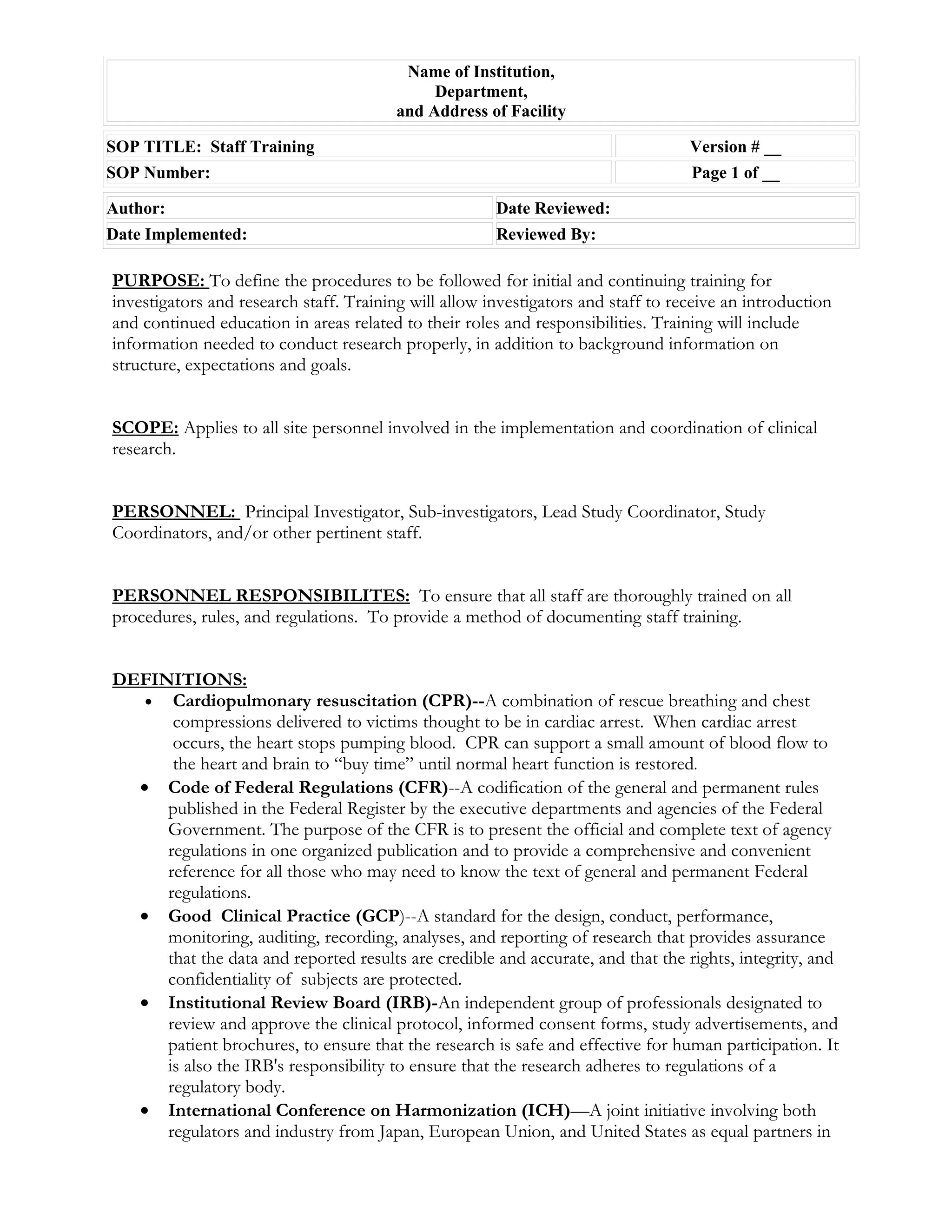 SOP - Staff Training: Developing Effective Standard Operating ...