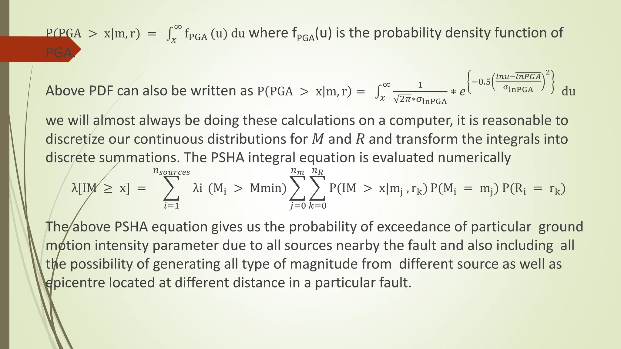 Seismic hazard calculation, PSHA calculation | PPTX