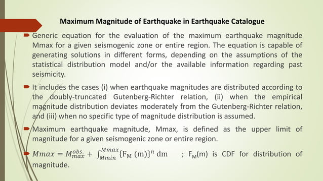 Seismic hazard calculation, PSHA calculation | PPTX | Geology | Science