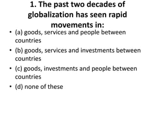 Stage 1 b + e quiz globalisation | PPTX