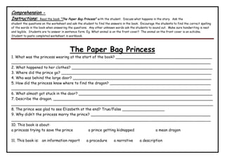 Stage 1 language unit the paper bag princess - whole document | PDF ...