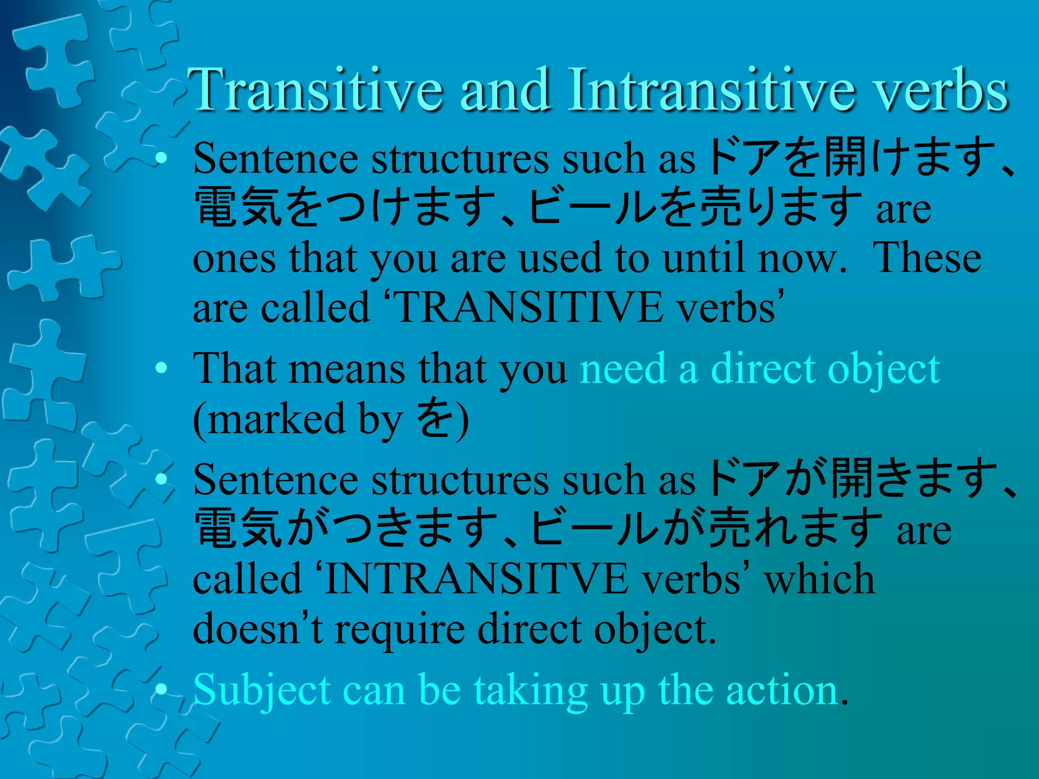 Stage 3 a minna l29 transitive and intransitive verbs p1 | PPT