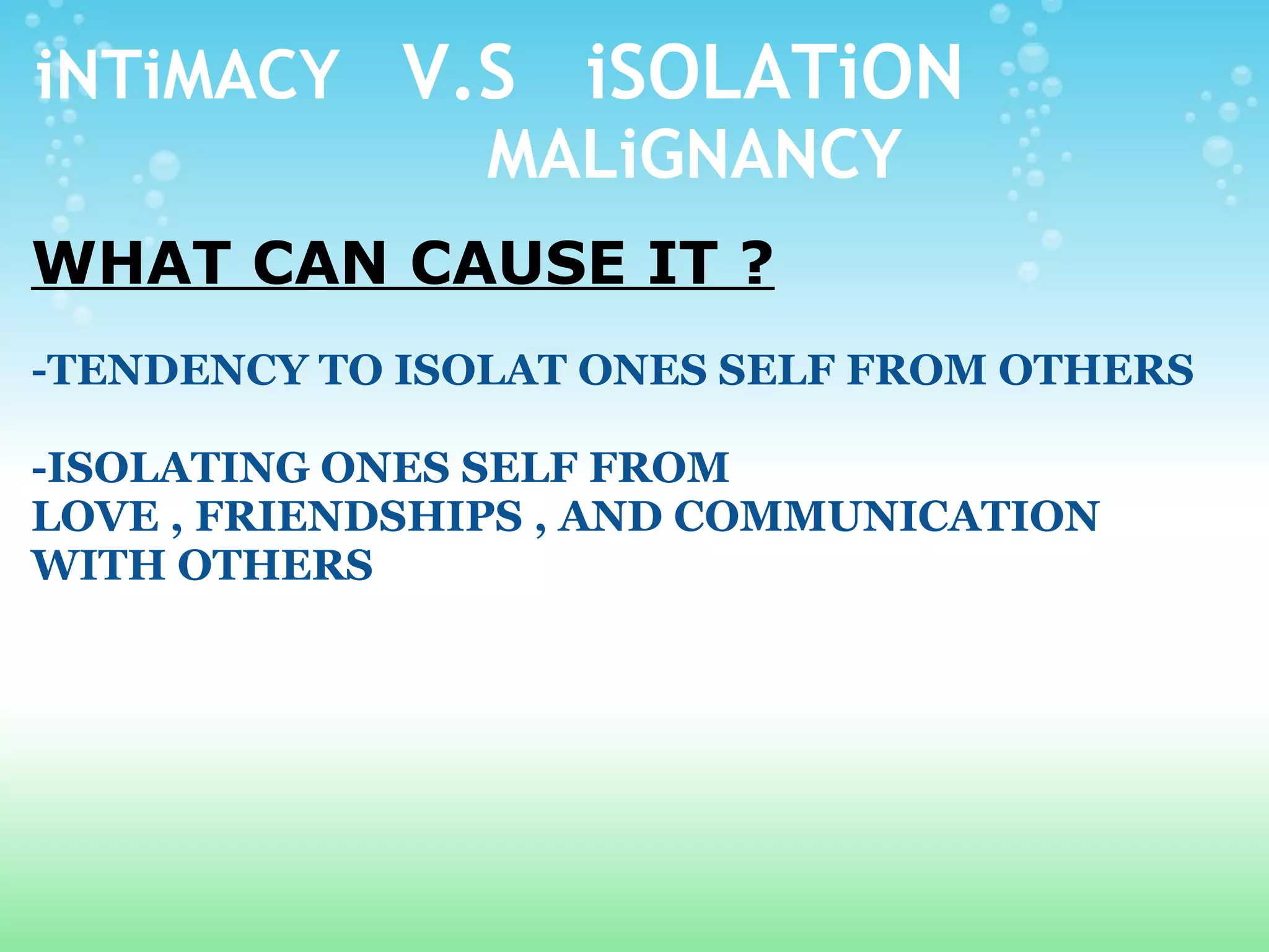 Intimacy vs. Isolation | PPT