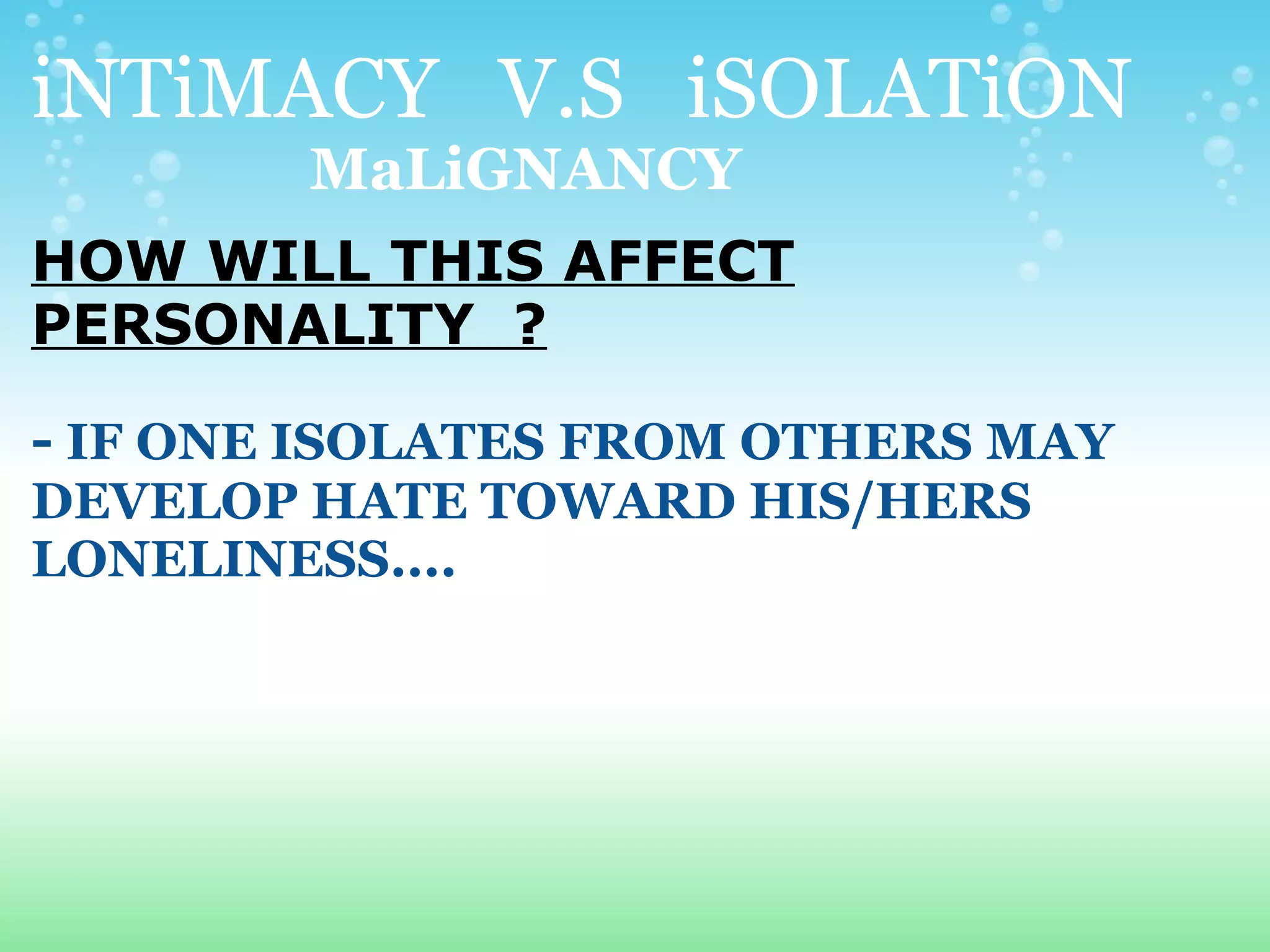 Intimacy vs. Isolation | PPT