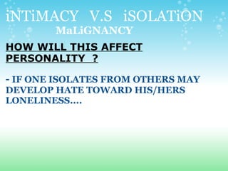 Intimacy Vs Isolation Examples