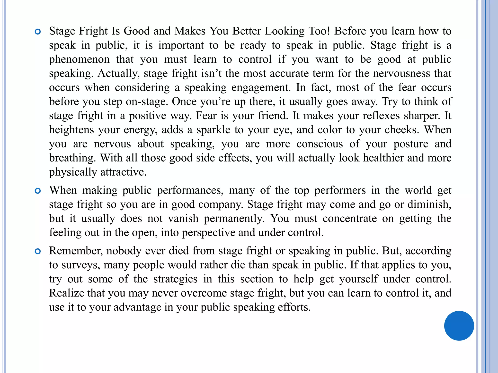 Stage fright strategies | PPTX