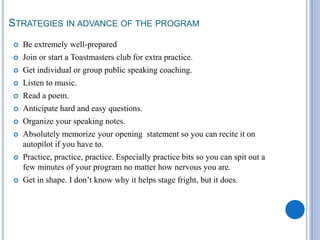 Stage fright strategies | PPTX