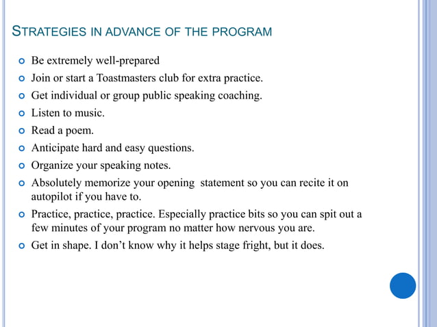 Stage fright strategies | PPT