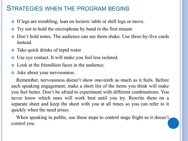 Stage fright strategies | PPT