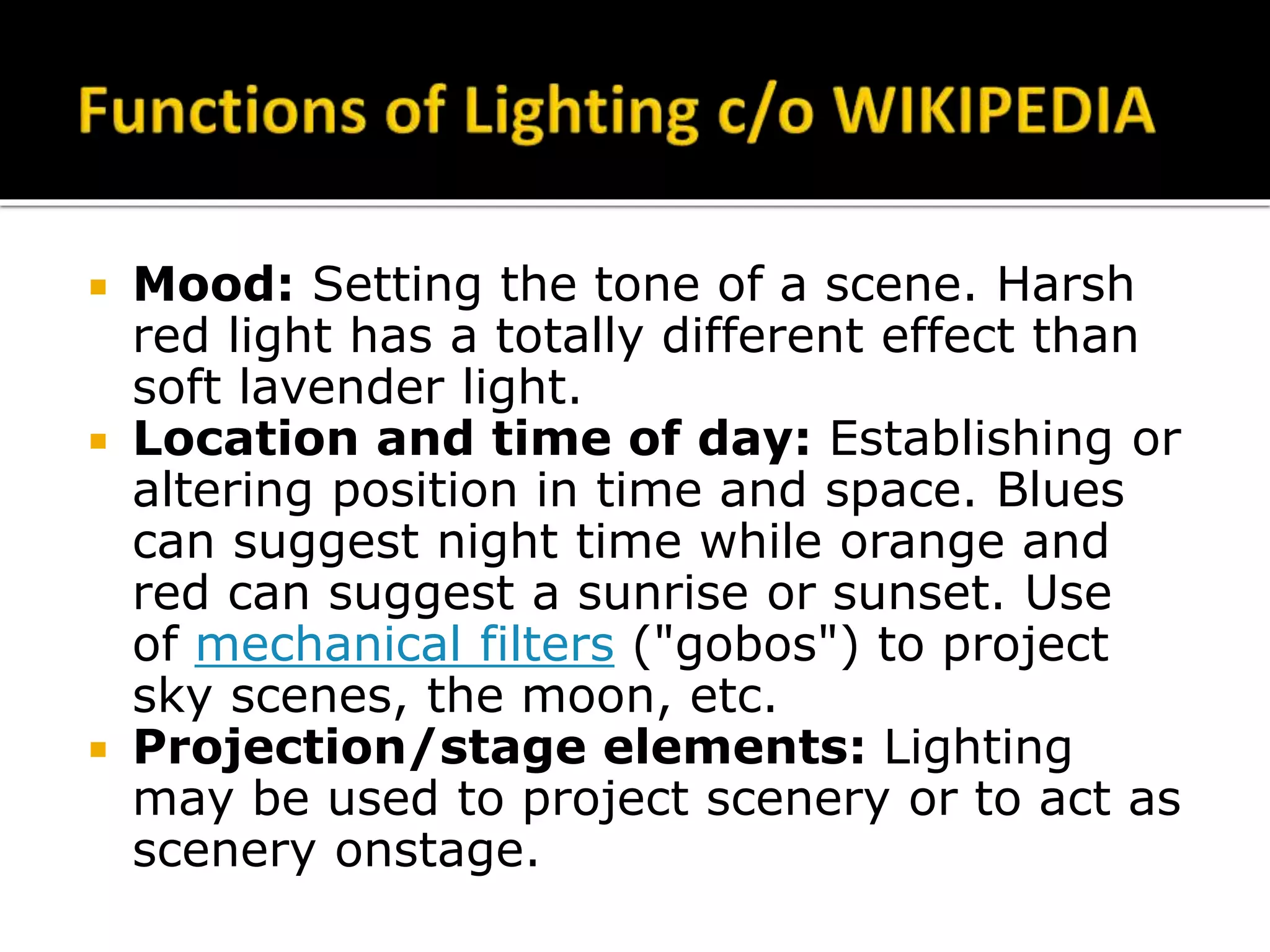 Stage Lighting Technology and the Design Process | PPTX