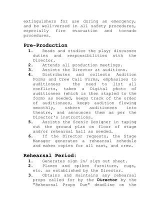 Stage manager’s responsibilities | PDF