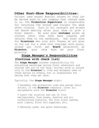 Stage manager’s responsibilities | DOCX