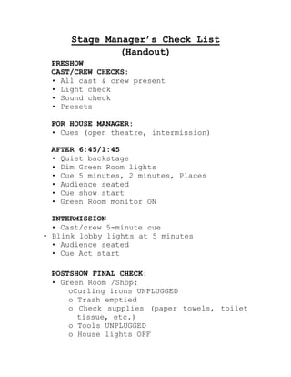 Stage manager’s responsibilities | DOCX