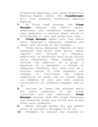 Stage manager’s responsibilities | DOCX
