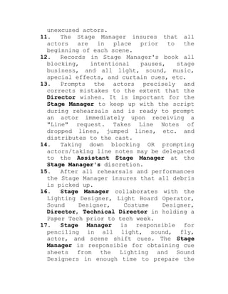 Stage manager’s responsibilities | DOCX