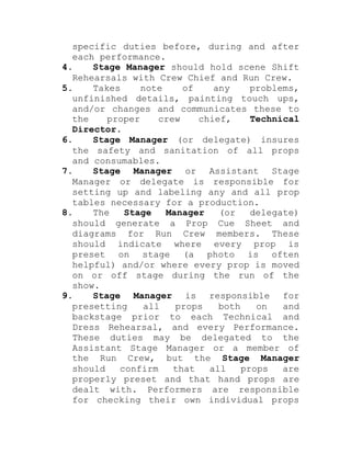 Stage manager’s responsibilities | DOCX