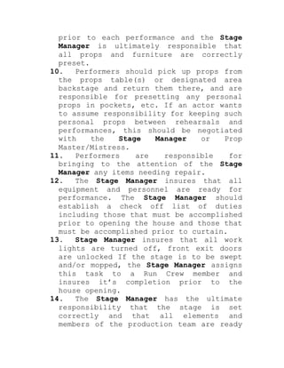 Stage manager’s responsibilities | DOCX