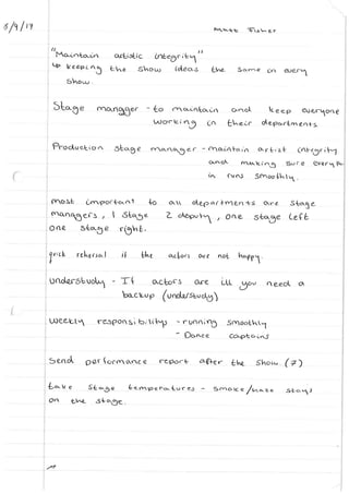 Stage notes | PDF