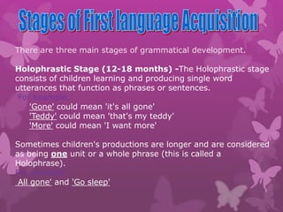 Stage of first lang.acq. | PPT