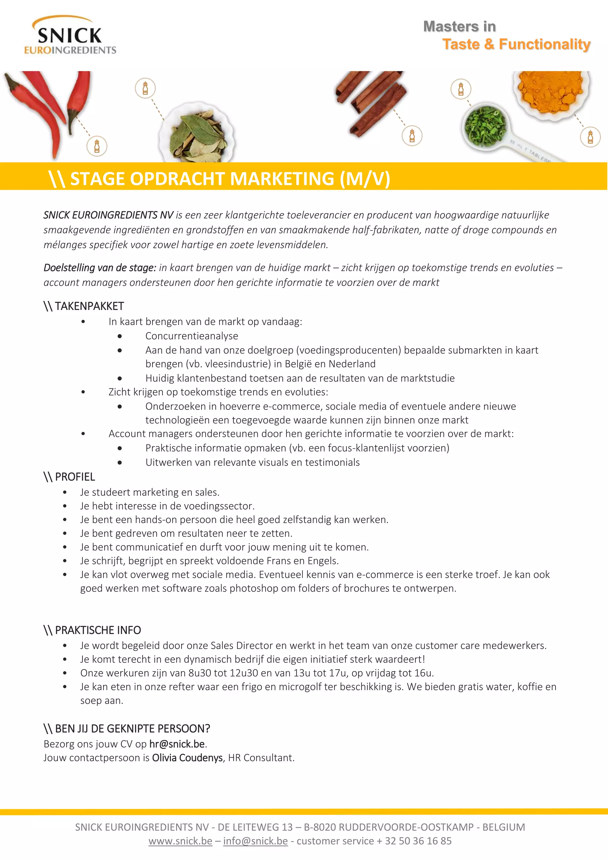 Stage opdracht marketing snick | PDF