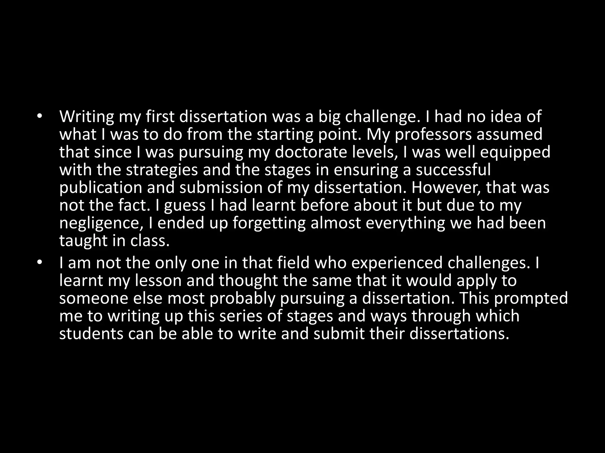 Stages in dissertation writing | PPT