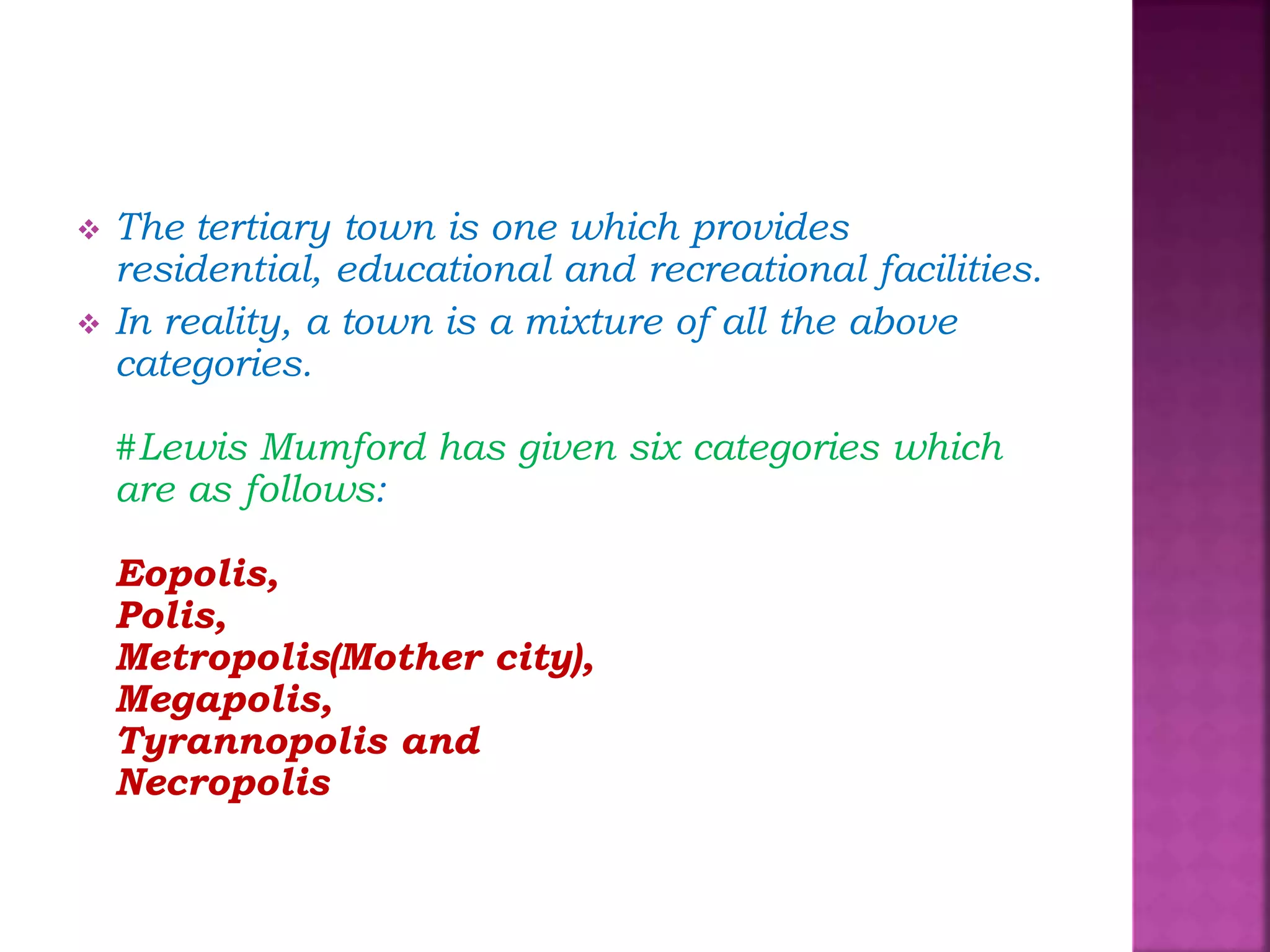 Stages in the growth of towns | PPTX